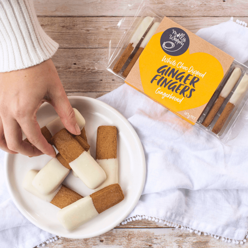 Molly Woppy - Gingerbread Ginger Fingers White Choc Dipped - Sentiments ...